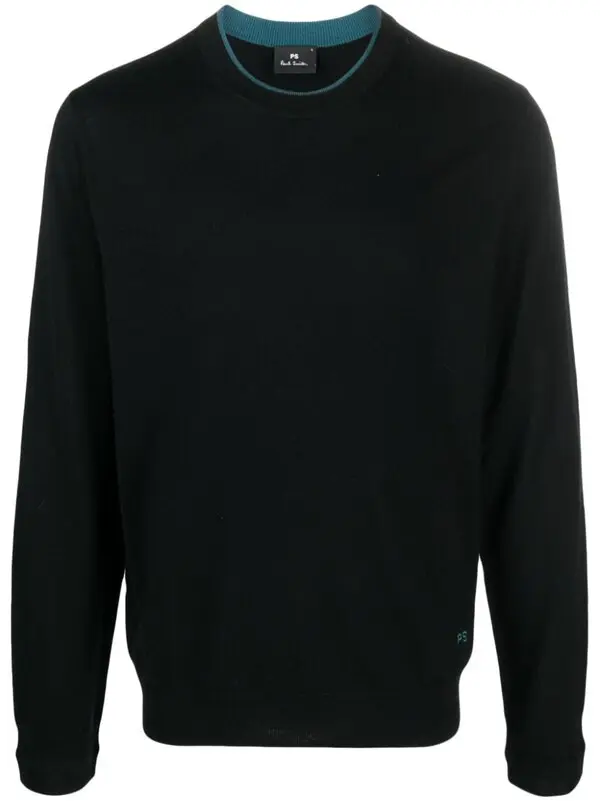 Paul Smith Logo-embroidered Merino Jumper - Black