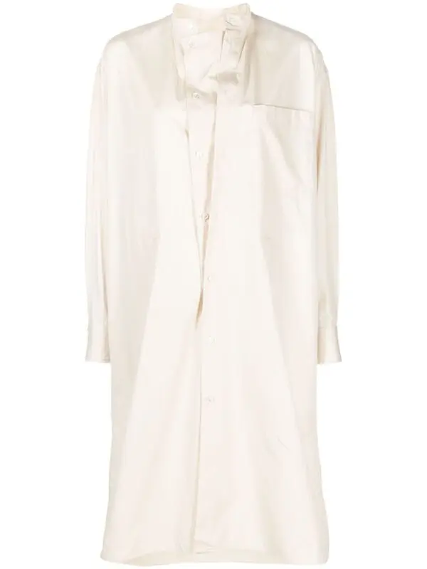 LEMAIRE Band-collar Cotton Shirtdress - Neutrals