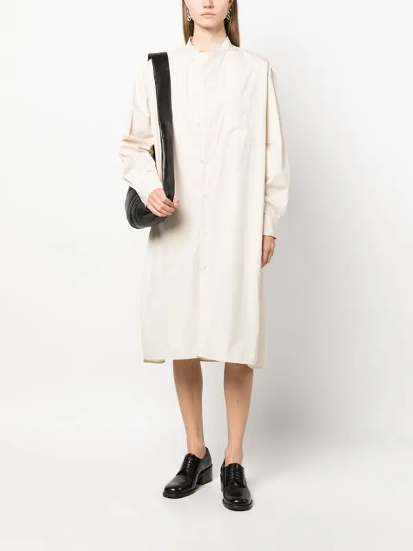 LEMAIRE Band-collar Cotton Shirtdress - Neutrals