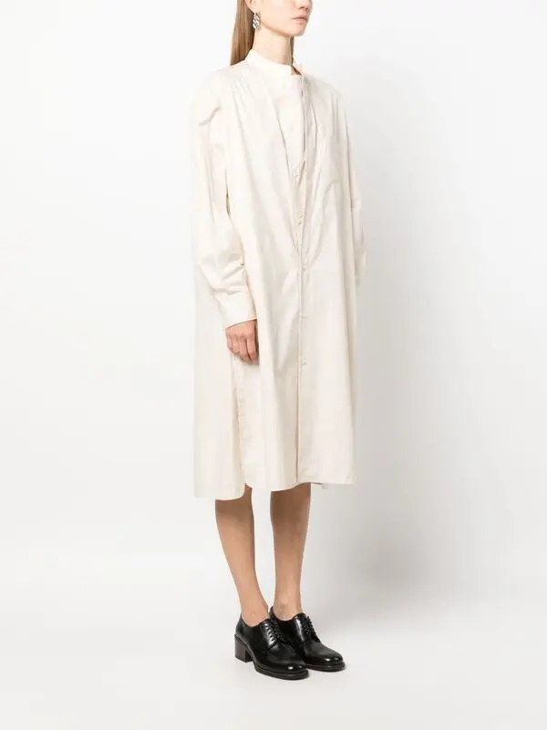 LEMAIRE Band-collar Cotton Shirtdress - Neutrals