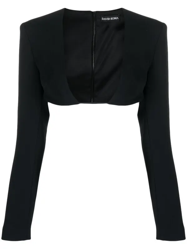 David Koma Plunging-neck Crop Top - Black