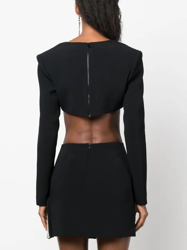 David Koma Plunging-neck Crop Top - Black