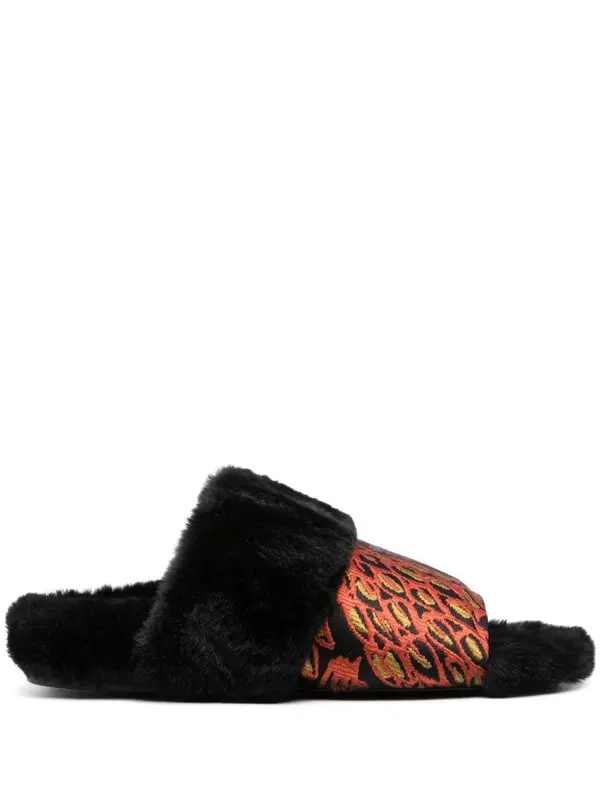 La DoubleJ Winter Jacquard Slides - Black