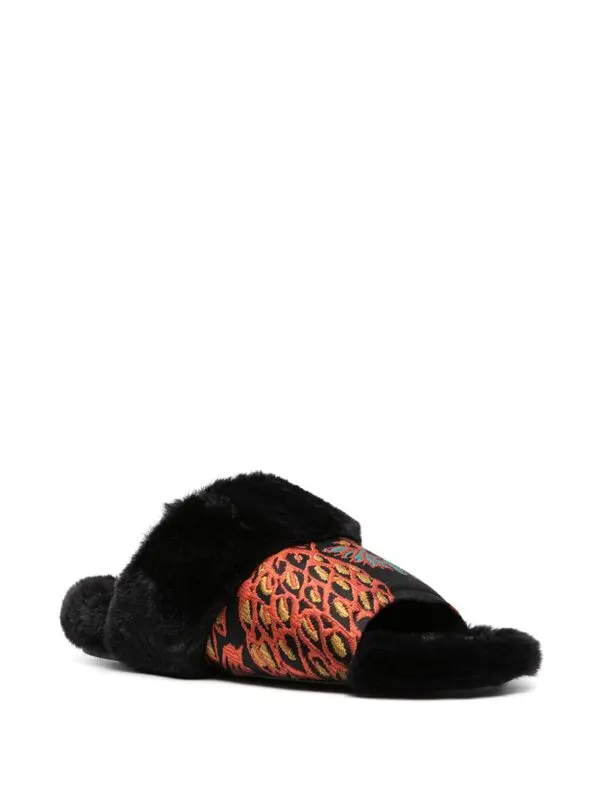 La DoubleJ Winter Jacquard Slides - Black
