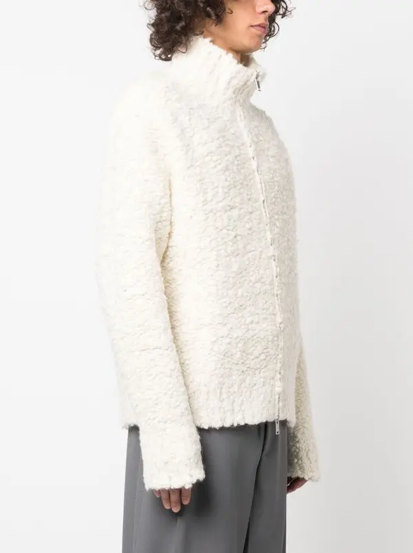 JIL SANDER High-neck Zip-up Shearling Jacket