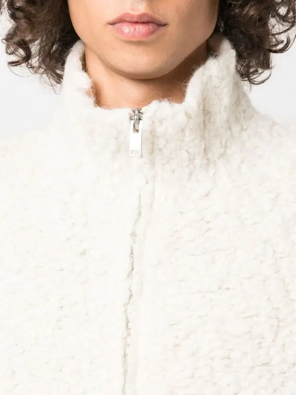 JIL SANDER High-neck Zip-up Shearling Jacket