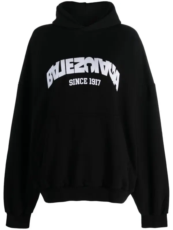 Balenciaga Back Flip-print Cotton Hoodie