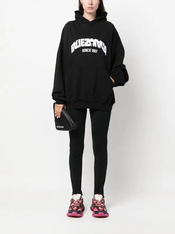 Balenciaga Back Flip-print Cotton Hoodie