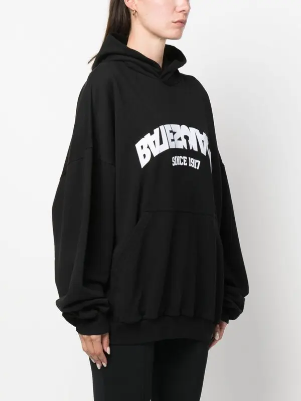 Balenciaga Back Flip-print Cotton Hoodie