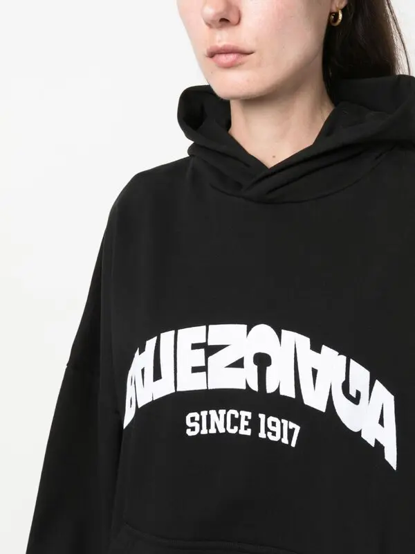 Balenciaga Back Flip-print Cotton Hoodie