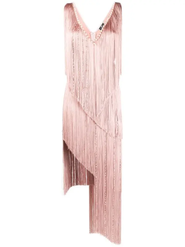 elisabetta franchi red and blue fringe dress Asymmetric Fringed - Pink Color:Dusty-Sage The dress is characterised engsta16061 Spring To Summer Lace