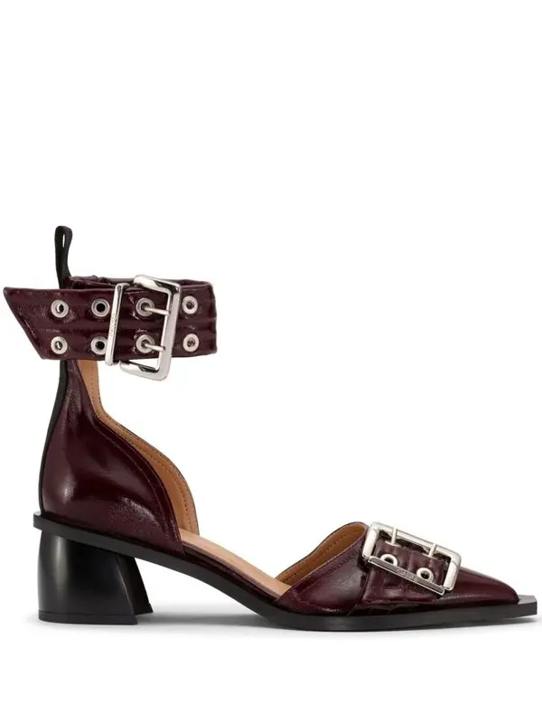 GANNI Chunky Buckled Pumps - Red