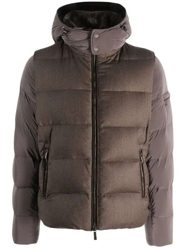 MOORER Padded Down Jacket With Detachable Hood