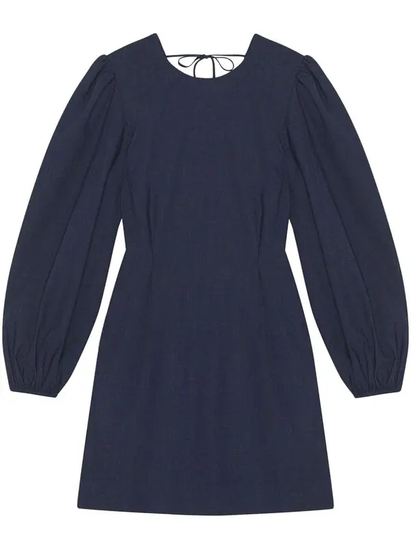 GANNI Long-sleeved Open-back Minidress - Blue