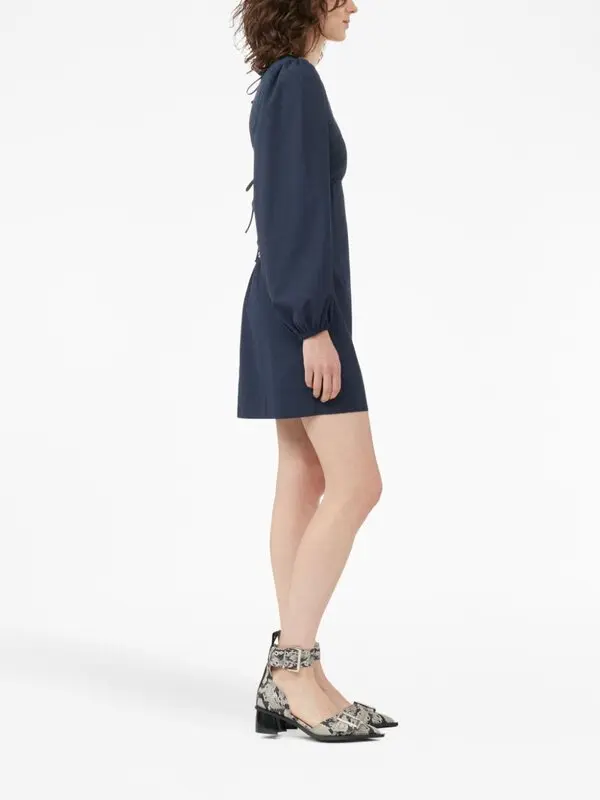 GANNI Long-sleeved Open-back Minidress - Blue