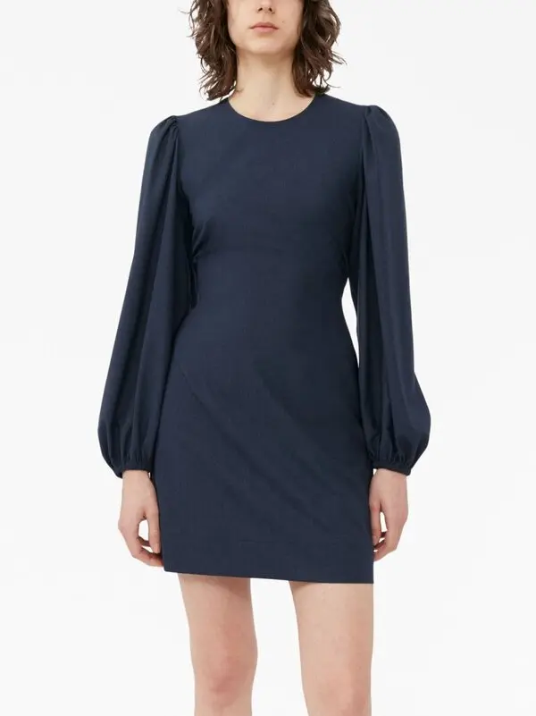 GANNI Long-sleeved Open-back Minidress - Blue