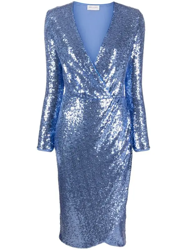 ERMANNO FIRENZE Sequined Wrap Midi Dress