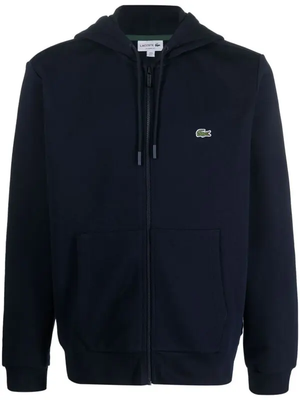 Lacoste Logo-embroidered Zip-up Hoodie - Blue