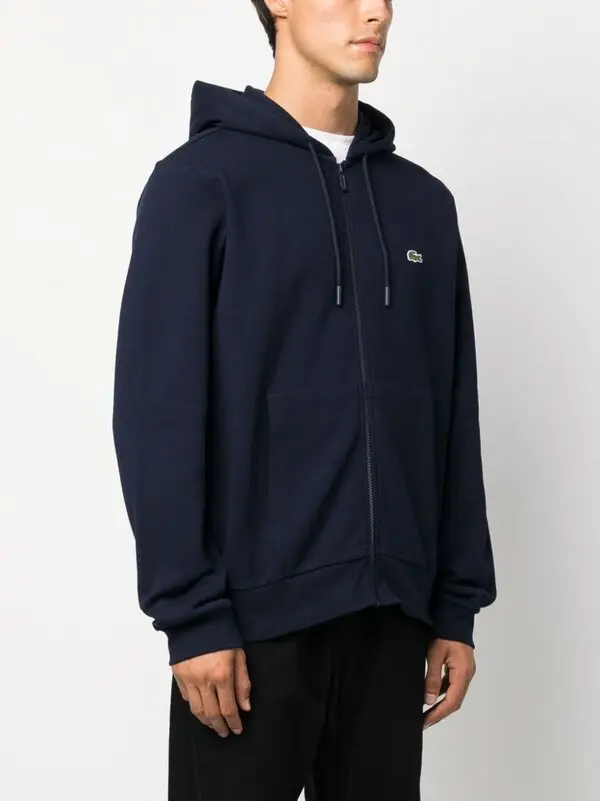 Lacoste Logo-embroidered Zip-up Hoodie - Blue