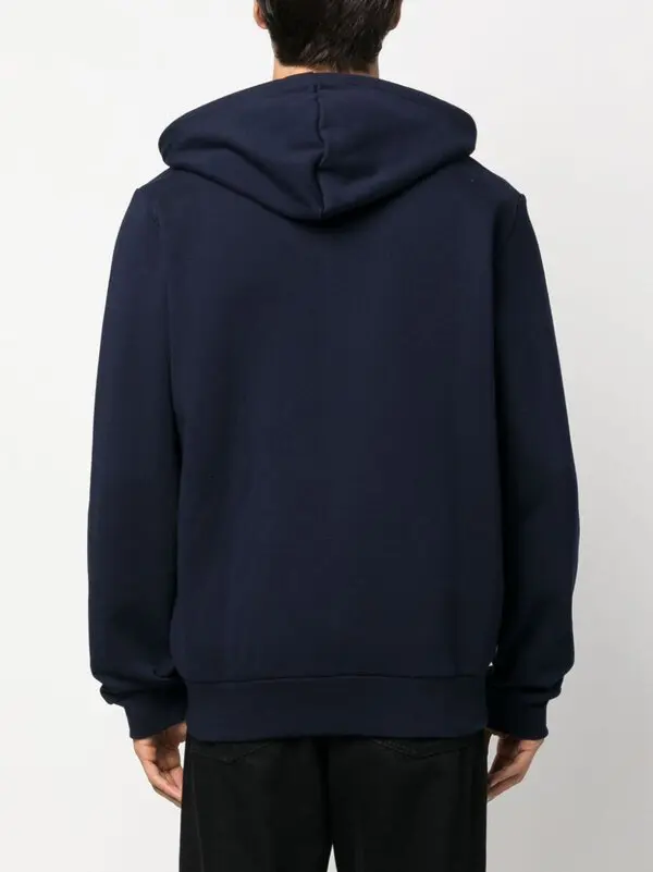 Lacoste Logo-embroidered Zip-up Hoodie - Blue