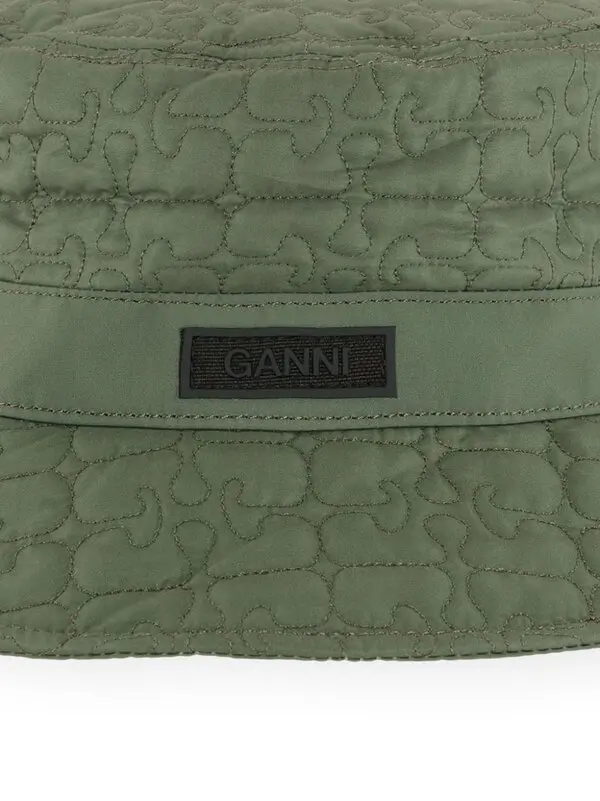 GANNI Logo-patch Bucket Hat - Green
