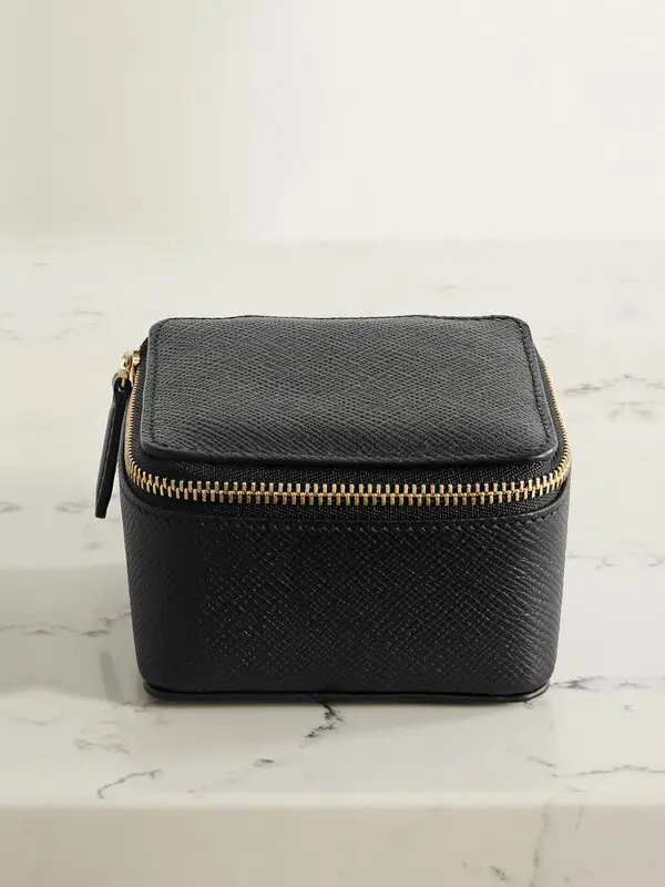 Smythson Panama Textured-leather Trinket Case - Black
