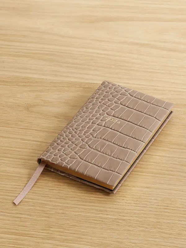Smythson Panama Croc-effect Leather Notebook