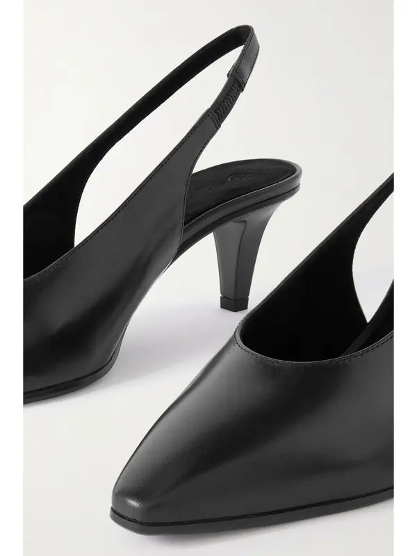 Loro Piana Rebecca Leather Slingback Pumps - Black