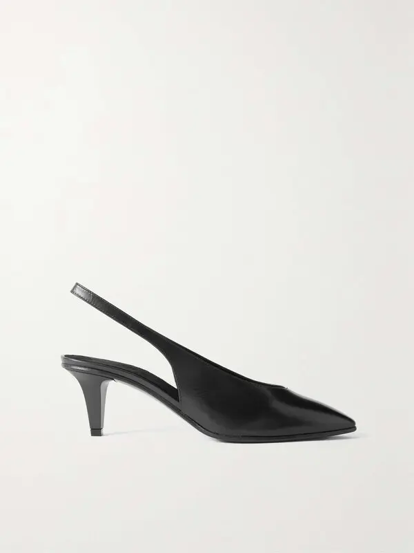 Loro Piana Rebecca Leather Slingback Pumps - Black