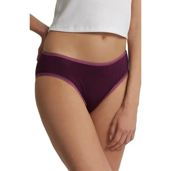 Hanky Panky Movecalm Ruched Back Briefs - Dried Cherry Red/damson Plum