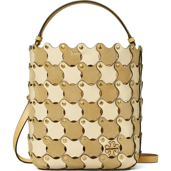 Tory Burch Mcgraw Die Cut Small Leather Bucket Bag