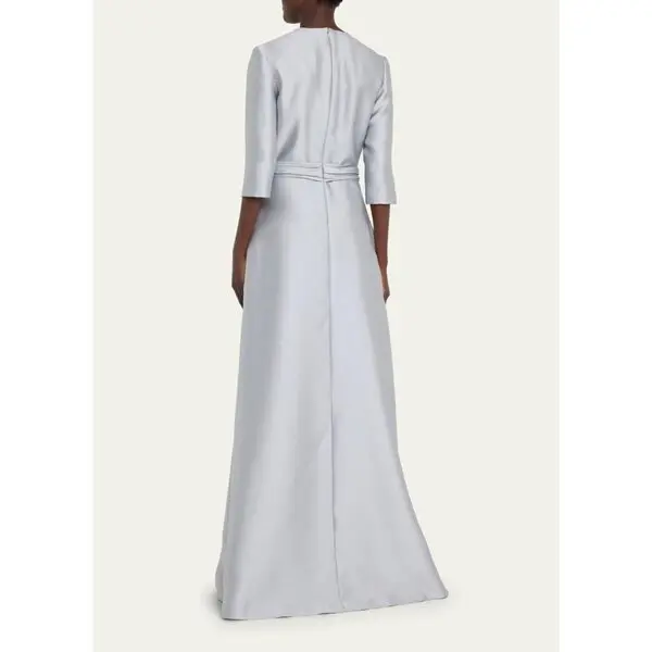 REEM ACRA Bead-embellished Mikado Keyhole Kaftan