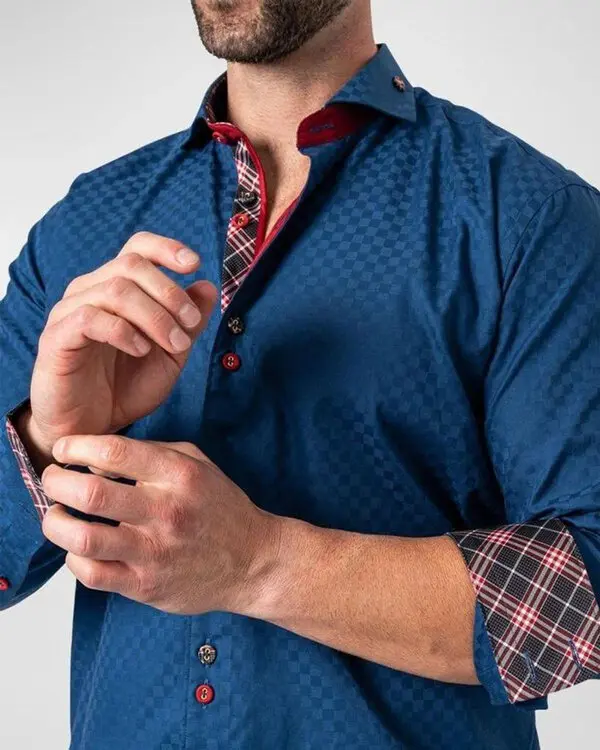 MACEOO Apos;s Mini Panam Square Sport Shirt - Blue