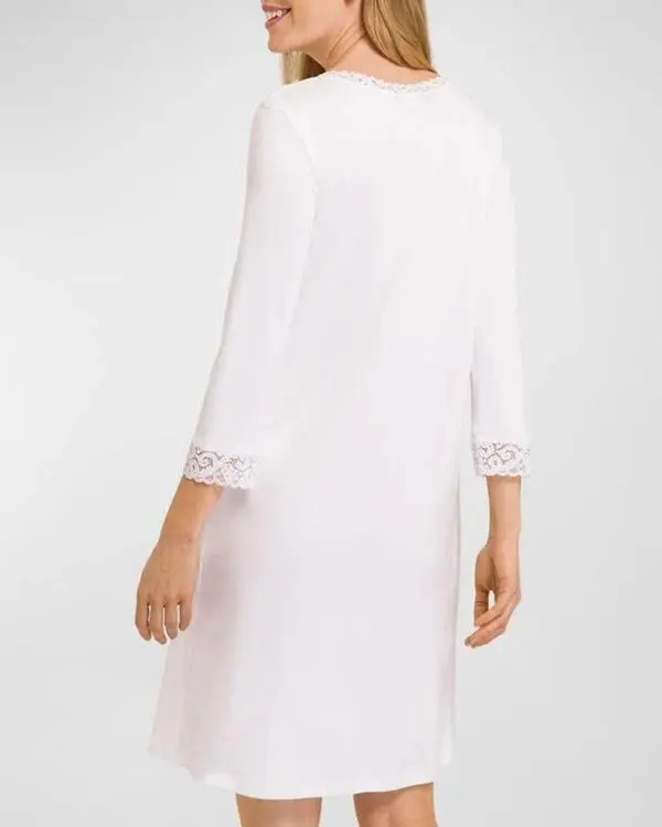 Hanro Moments Lace-trim Cotton Nightgown - White