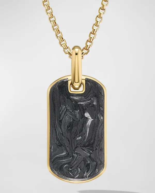 David Yurman Tag Pendant In 18k Gold - Forged Carbon