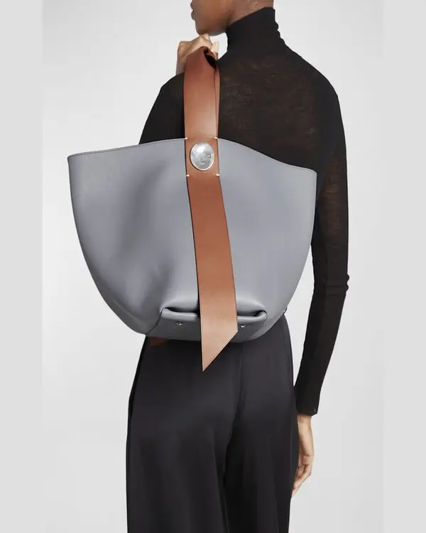 Jil Sander Twisted Leather Hobo Bag - Shadow | Editorialist