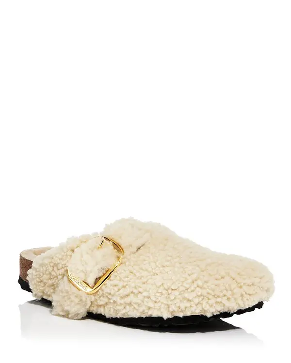 BIRKENSTOCK Boston Big Buckle Teddy Shearling Clogs - Eggshell