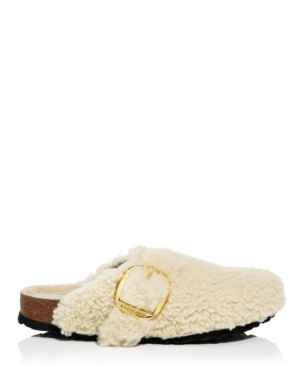 BIRKENSTOCK Boston Big Buckle Teddy Shearling Clogs - Eggshell