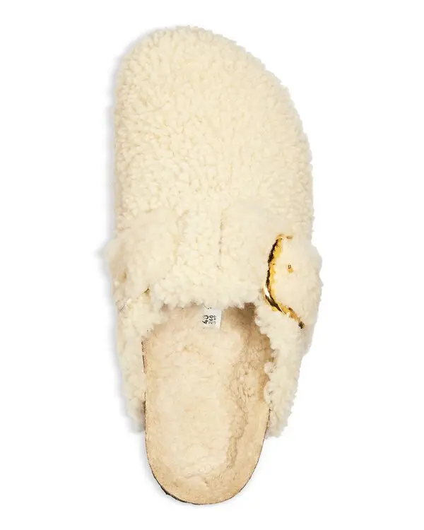 BIRKENSTOCK Boston Big Buckle Teddy Shearling Clogs - Eggshell
