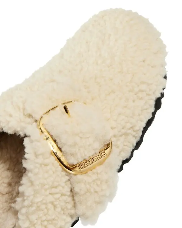BIRKENSTOCK Boston Big Buckle Teddy Shearling Clogs - Eggshell