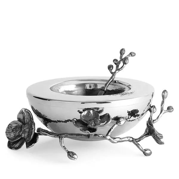 Michael Aram Black Orchid Caviar Dish And Spoon - Silver