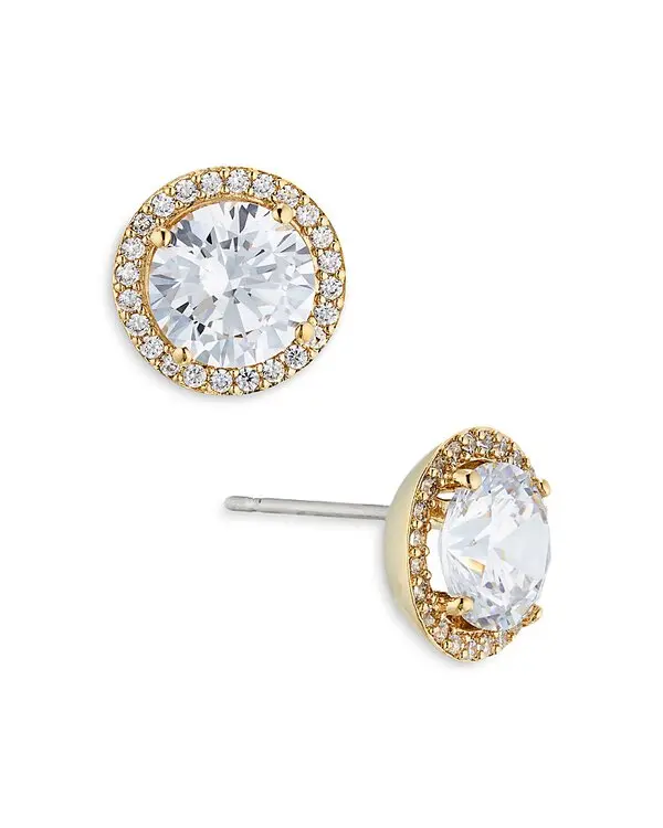Nadri Round Halo Stud Earrings - Clear/gold