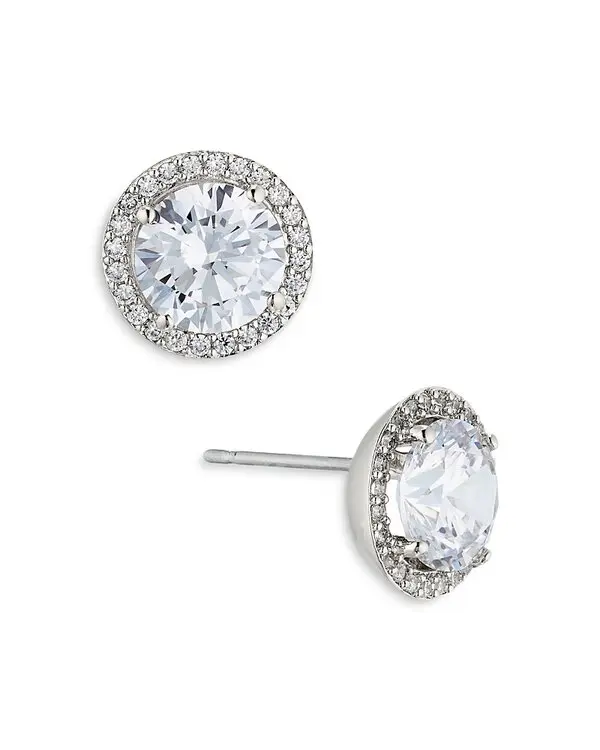 Nadri Round Halo Stud Earrings - Clear/silver
