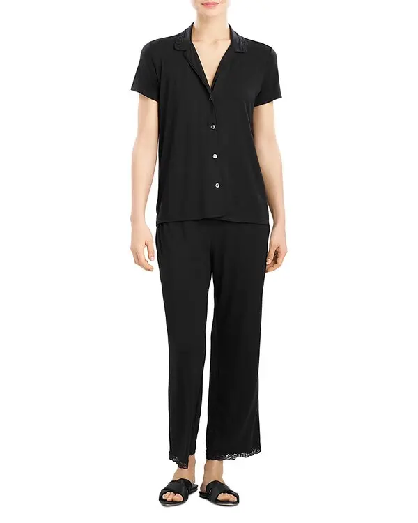 Natori Feathers Essentials Short Sleeve Pajama Set - Black