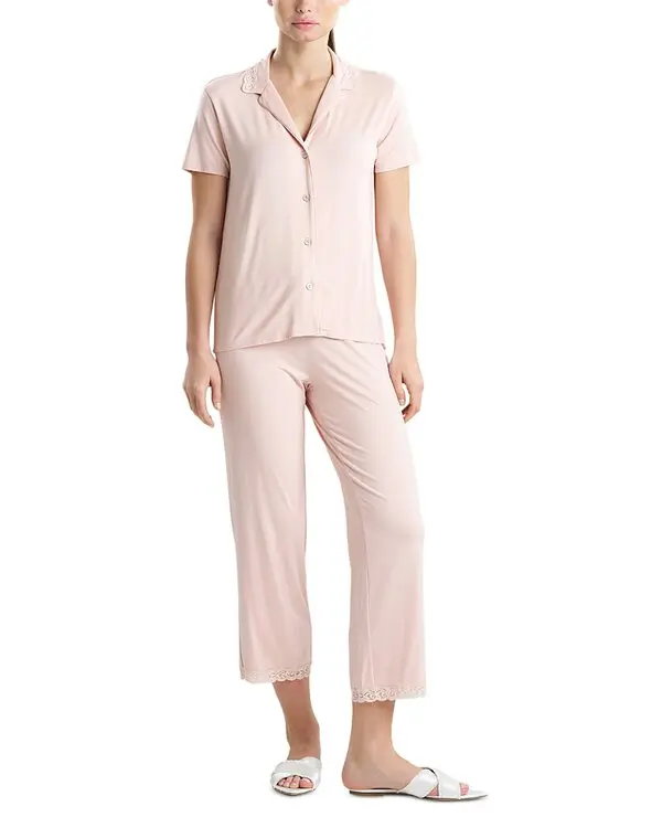 Natori Feathers Essentials Short Sleeve Pajama Set - Cameo Rose