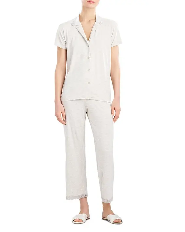 Natori Feathers Essentials Short Sleeve Pajama Set - Heather Gray Pebblestone