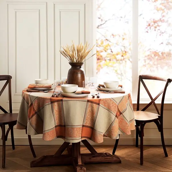 ELRENE HOME FASHIONS Autumnal Harvest Jacquard Tablecloth, 70 X 70 Round - Multi