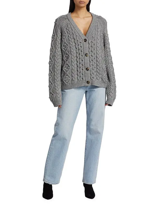 LOULOU STUDIO Kuma Cable-knit Wool-cashmere Cardigan