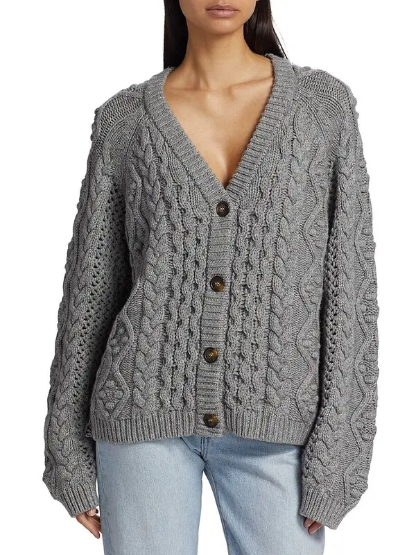 LOULOU STUDIO Kuma Cable-knit Wool-cashmere Cardigan