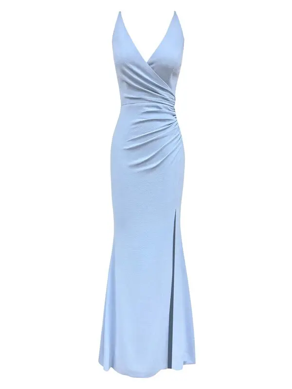 Dress The Population Jordan Sleeveless Ruched Gown - Sky